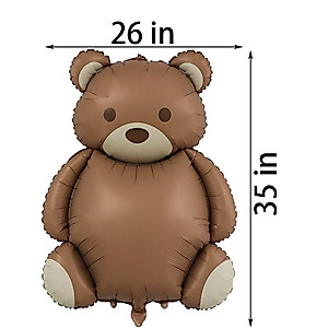 SAMOKA Large Little Bear Foil Balloons，2 PCS 35 Inch Little Bear Theme Party Supplies，Jungle Safari Theme Baby Shower Birthday Party Decorations