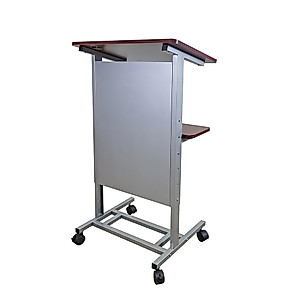FixtureDisplays® Floor Standing Pulpit Adjustable Height Lectern Podium w/Casters, Heavy Duty Steel Frame, Rolling Podium 18147-NPF