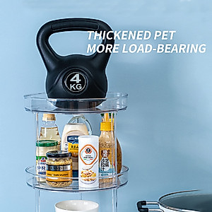 Hexli 2 Tier Clear Lazy Susan Organizer, 360 Degree Rotating Round Lazy Susan Turntable 9" Non-Skid Rotating Organization Storage Container for Cabinets, Pantry, Countertops etc