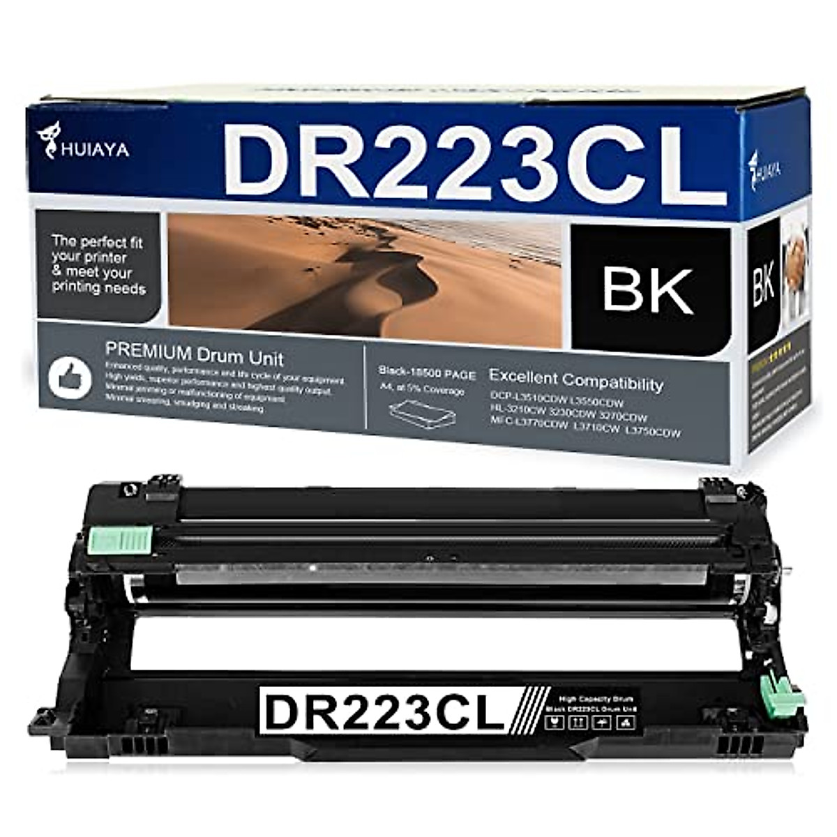 HUIAYA DR223CL Drum Unit Compatible Replacement for Brother DR223CL DCP-L3510CDW L3550CDW MFC-L3710CW L3770CDW HL-3210CW 3230CDW Printer, 1 Pack Black