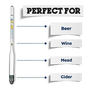 Fermentaholics Hydrometer | Monitor and Test Your Homebrew | Homebrewed Beer, Wine, Mead, Cider, and More | Easily Measure Specific Gravity