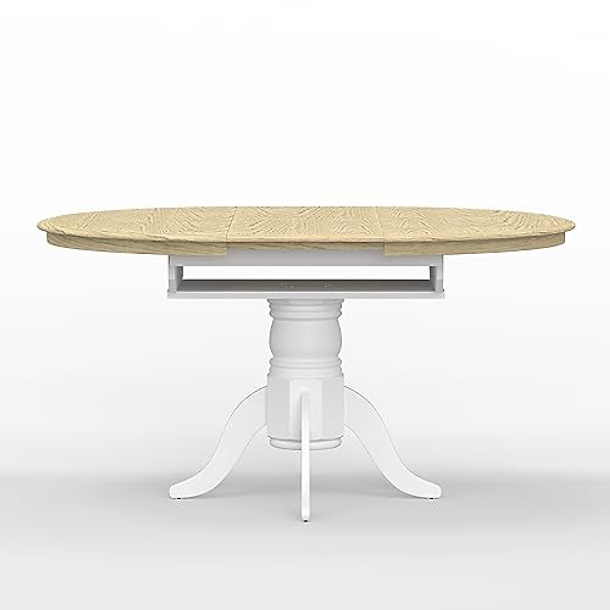 Glenwillow Home 7-PC - Oval Butterfly Leaf Dining Table + Spindle Back Dining Chairs Dining Set in White/Natural