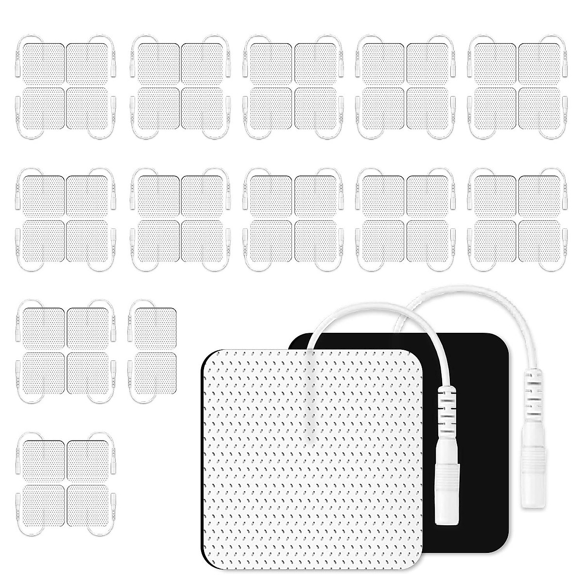 TENS Unit Replacement Pads - Pack of 50 Electrode Squares, EMS Muscle Stimulation & Electrotherapy Self-Stick Performance 2”x 2” tens Unit Pads Reusable and Latex-Free Red
