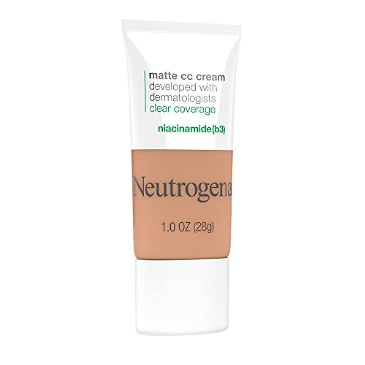 Neutrogena Clear Coverage Flawless Matte CC Cream, Full-Coverage Color Correcting Cream Face Makeup with Niacinamide (b3), Hypoallergenic, Oil Free & Fragrance Free, Warm Linen, 1 oz