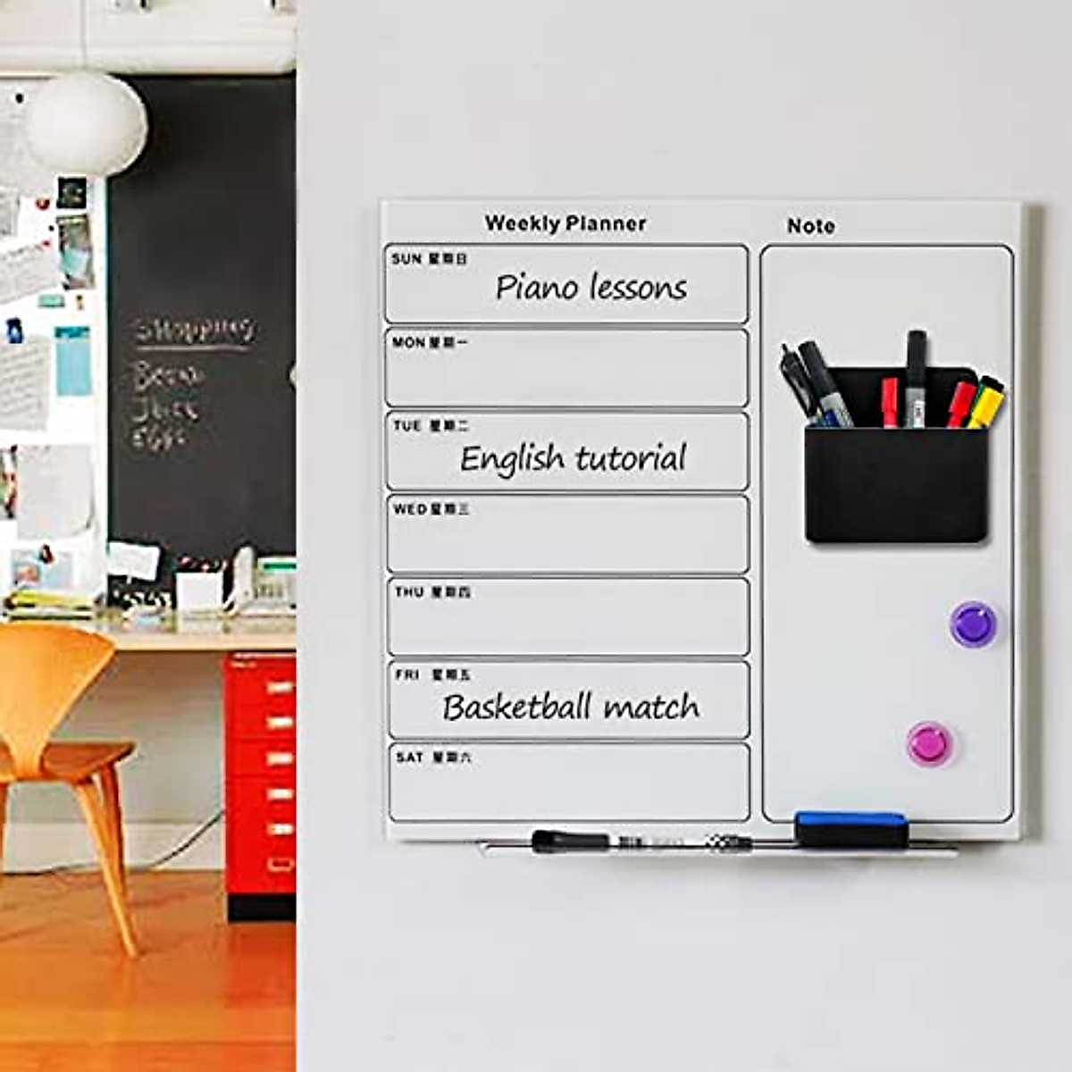 VieFantaisie Magnetic Dry Erase Marker Holder, Magnetic Marker Holder, Whiteboard Marker Holder, Magnet Pen Holder for Fridge, Whiteboard, Locker, School, Office, Home, Magnetic Cup, 1 Pack, Black