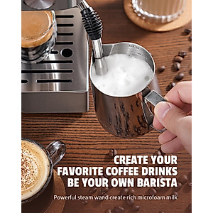 SHARDOR 20 Bar Espresso Machine,Fast Heating Expresso Coffee Machines for Home, Manual Latte & Cappuccino Maker with Milk Frother, 50 Oz Removable Water Tank, 1100W, Stainless Steel