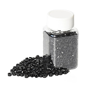 1000 Pcs 5.0 mm Silicone Lined Micro Links Rings Hair Extensions Beads Silicone Lined Beads for Human Hair Extensions and Feather Extensions (Black)
