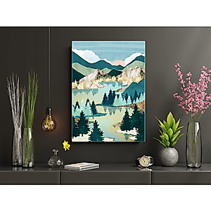OFRKE Diamond Painting Mountain and Sun Kit,Diamond Art Kits for Adults and Kids,Abstract Scenery Paint with Diamonds Round for Gift,Home Wall Decor 12"x16"