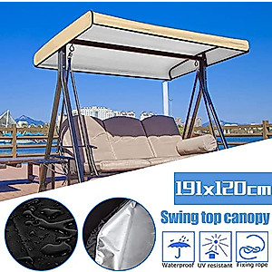 Swing Canopy Replacement Cover, 75×47×7/9 in Waterproof Windproof Anti-UV Heavy Oxford Cloth Patio Garden Swing Canopy Replacement Top Cover (red)