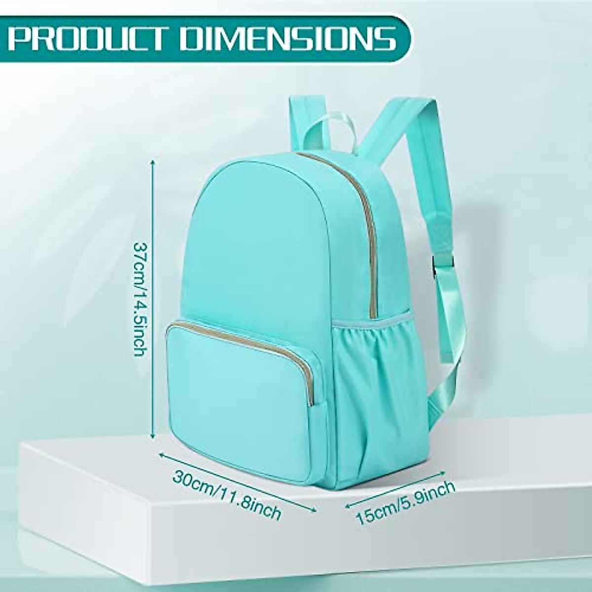 Cunno 2 Pcs Nylon Preppy Backpack for School Waterproof Lightweight Backpack Unisex Backpack for Teenage, Kids, Students (Blue)