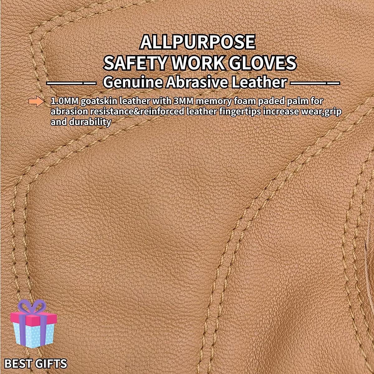 SAVJOB Gardening Gloves for Men&Women,Goatskin Leather Thorn Proof Garden Gloves with Touchscreen,Work Gloves,Gardening Gifts,Brown,Large