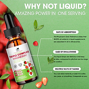 Liquid Magnesium Glycinate 500mg - Triple Complex Magnesium with Glycinate,Malate,Taurate,Chelated Magnesium for Sleep,Cramps,Cardiovascular,Blood Pressure SupportF