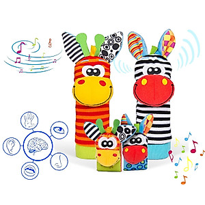 4pcs Sozzy Baby Infant Soft Toy Wrist Rattles Foots Finders Developmental