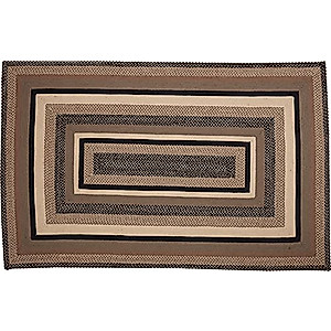 VHC Brands Jute Area Rug with Non-Skid Pad, Rectangular, Black & Tan, 60x96