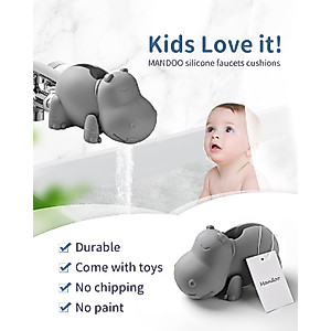 Mandoo Faucet Cover Bathtub Baby, Bath Spout Cover for Baby, Bath Faucet Cover for Kids, Tub Spout Cover Bathtub Faucet Cover Kids Safety, Protection Baby Universal Bath Silicone Toys Grey Hippo