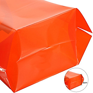 50 Pieces Halloween Favor Bags Pumpkin Smile Pattern Flat Cellophane Treat Bags Halloween Plastic Party Bags for Bakery, Popcorn, Cookies, Candies and Dessert with 100 Pieces Gold Twist Ties