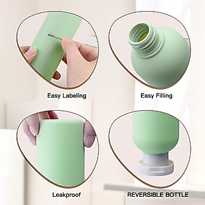 Lusiyi Squeeze Bottles 8 oz, 3 Pack Travel Shampoo and Conditioner Bottles, Plastic Refillable Containers for Lotion(8oz, Green)