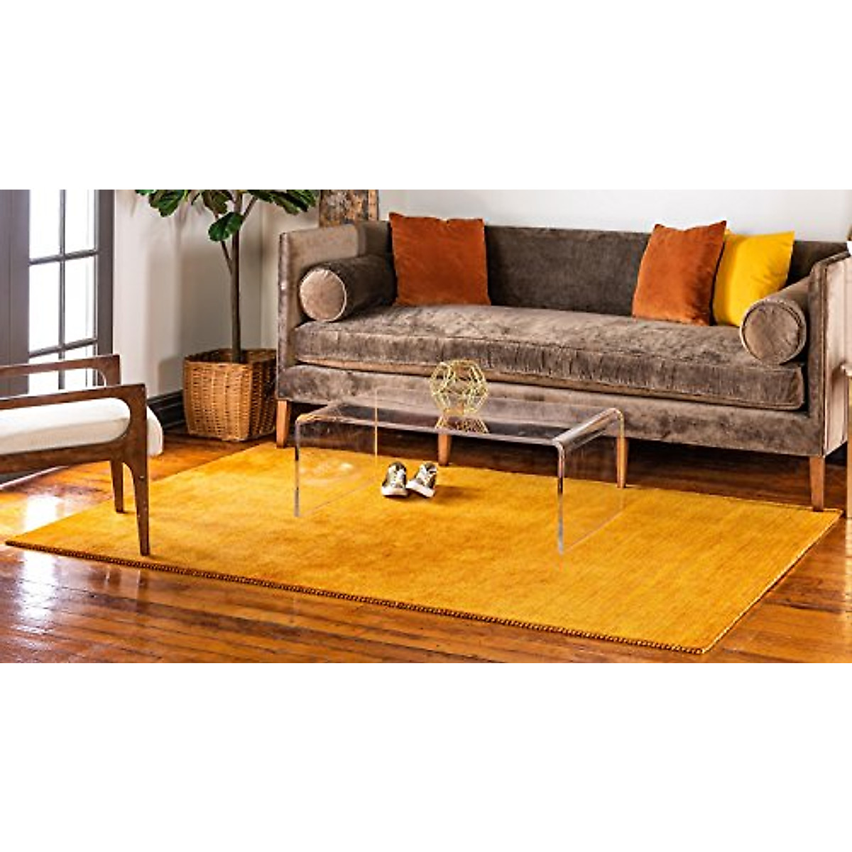 Unique Loom Solid Gava Collection 100% Natural Twisted Wool Modern Terracotta Area Rug (8' x 12')