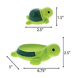 Dollibu Green Sea Turtle Family Animal Bath Squirters 4 Piece Bath Toy Set, Kids Bath Toys for Bathtime & Water Fun, Girls & Boys Floating Cute Animal Rubber Squirt Toys, Pool Toys for Kids