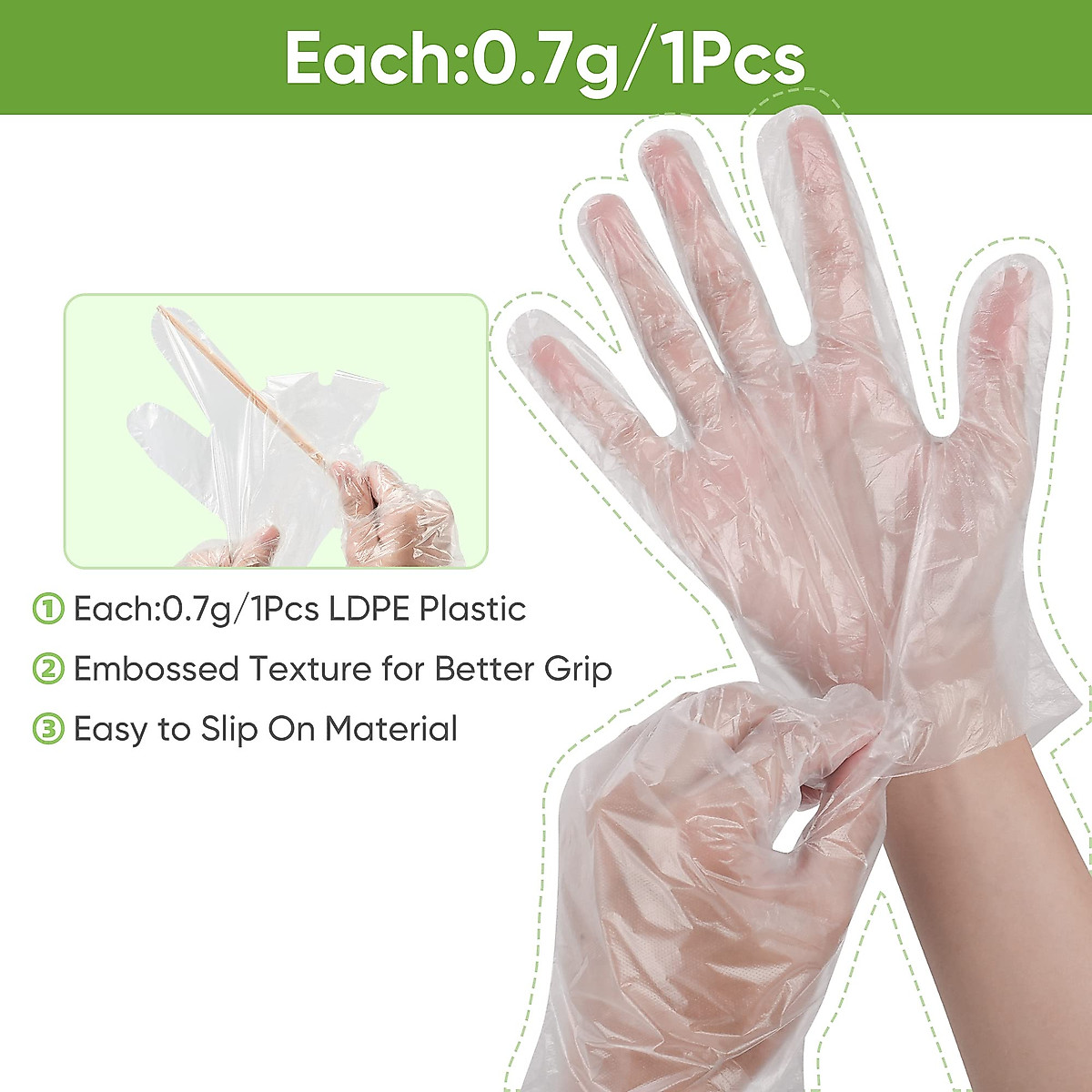 Disposable Food Prep Gloves - 500 PCS Disposable Plastic Gloves forFood Safe, Food Handling, Cooking，One Size Fits Most