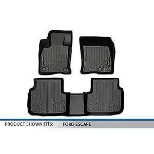 Smartliner All Weather Custom Fit Floor Mats 2 Row Liner Set Black Compatible with 2020-2023 Compatible with Ford Escape Does NOT Fit Hybrids