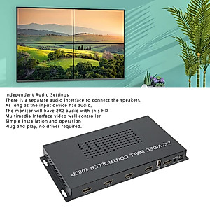 PUSOKEI LCD Video Wall Controller, 2X2 Video Image Processor, 1920x1080p 60HZ Screen Resolution, HDMI1.3 Input, 4 Output Support Splicing 2X1/3X1/4X1/1X2/1X3/1X4(US)
