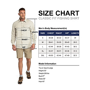 33,000ft Men's Long Sleeve Sun Protection Shirt UPF 50+ UV Quick Dry Cooling Fishing Shirts for Travel Safari Camping Hiking Khaki