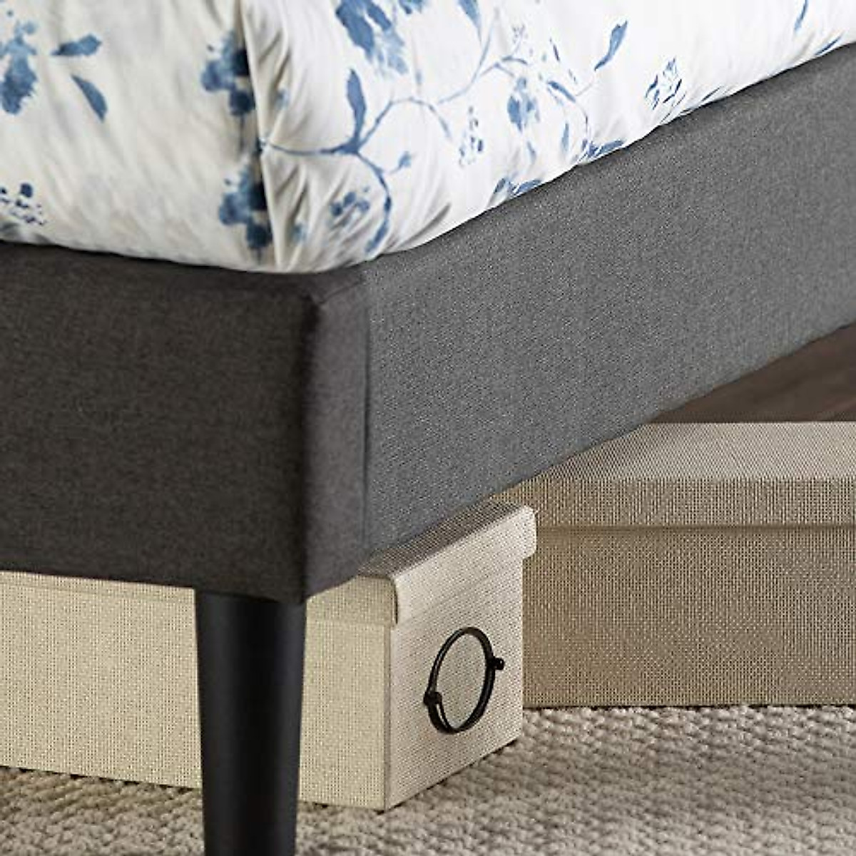 ZINUS Shalini Upholstered Platform Bed Frame / Mattress Foundation / Wood Slat Support / No Box Spring Needed / Easy Assembly, Dark Grey, King
