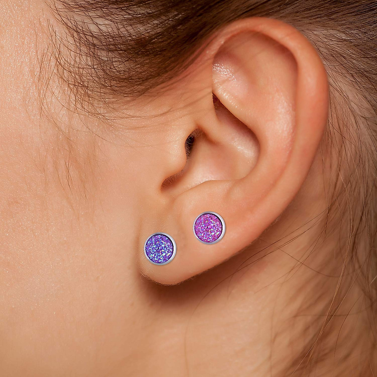 300 Pieces Stud Earring Kit Include 100pcs 12 mm Stainless Steel Blank Stud Bezel Settings 100 Rubber Backs 100 Earring Backs (Silver with Silver and Clear)