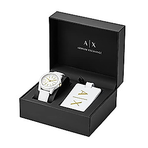 A|X ARMANI EXCHANGE Women's Quartz Watch with Silicone Strap, White, 20 (Model: AX7126)