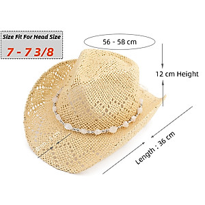 Pro Celia Men Women Cowgirl Straw Western Cowboy Hat (Bead-Beige)
