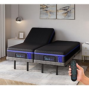 iDealBed S4 Nebula Luxury Hybrid Mattress + 4i Custom Adjustable Bed Sleep System, Comfort, Cooling & Support, Advanced Silent Operation, Massage (Medium Firm, Split Queen)