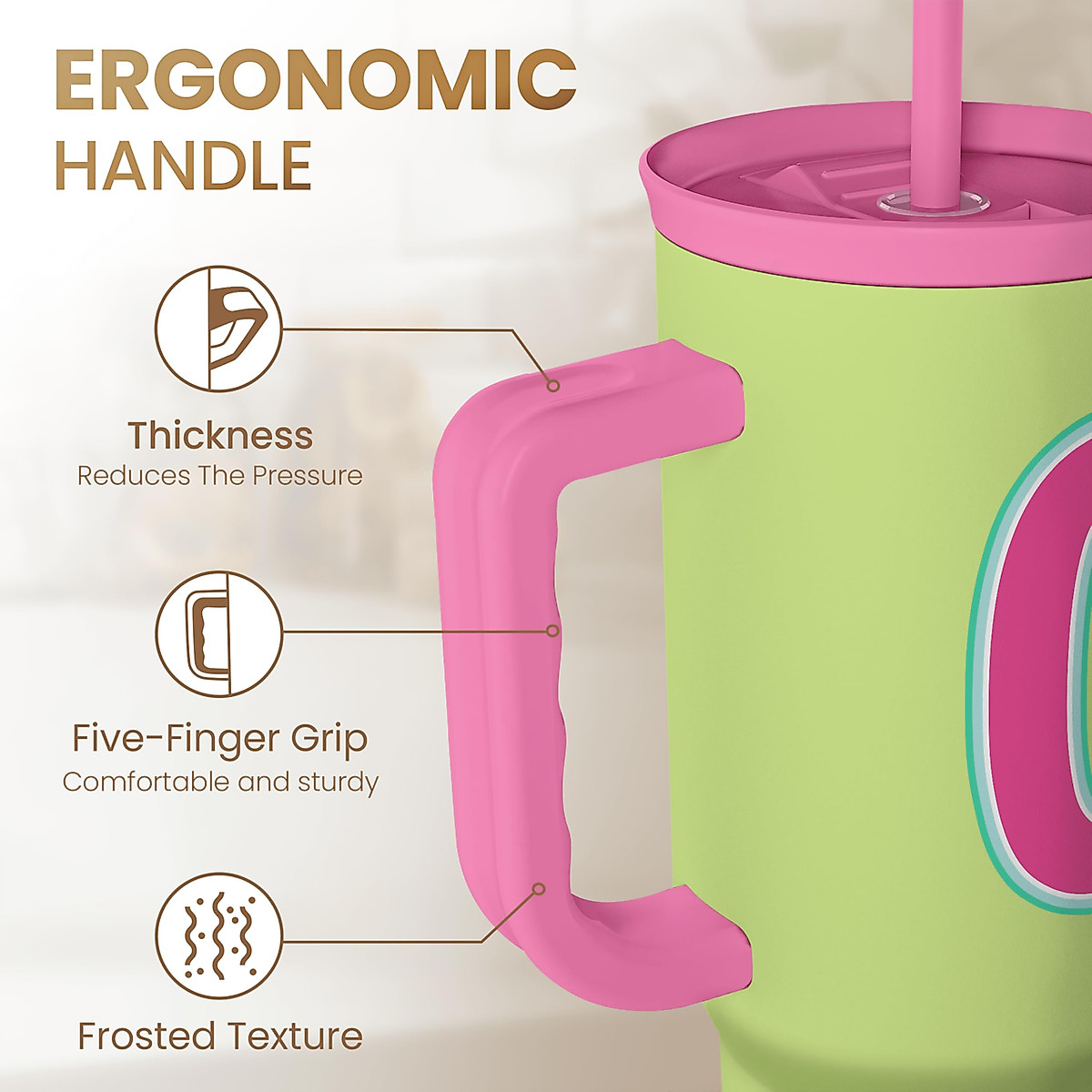 SANDJEST Monogrammed Tumbler with Handle 40oz, Letter C Tumblers Coffee Travel Cup with Straw, Personalized Monogram Initial Gifts for Women Girls, Customized Gifts for Christmas Birthday Mothers Day