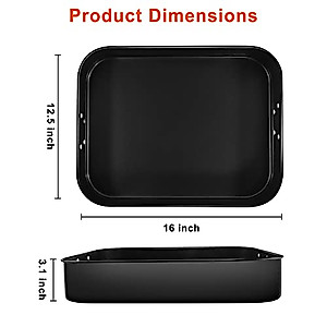 mobzio Lasagna Pan Deep, Baking Pan for Oven, 16x12x3 Inch Baking Dishes for Oven, Roasting Pan Brownie Pan with Handles, Rectangle Cake Pans Sets for Baking, Deep Baking Pan, Nonstick Bakeware Set