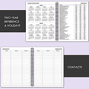 2024 Planner - 2024 Planner Spiral Bound, Jan. 2024 - Dec. 2024, 8”× 10”, 2024 Weekly & Monthly Planners for Women/Man with Printed Monthly Tabs, Strong Twin-Wire Binding, Waterproof Cover
