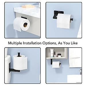 Matte Black Toilet Paper Holder - Toilet Roll Holder Self-Adhesive, Toilet Paper Roll Holder No Drilling, Stainless Steel Toilet Tissues Holder for Kitchen and Bathroom