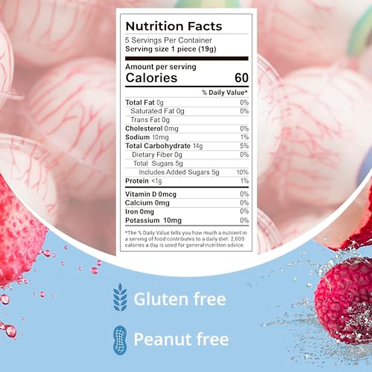 Gummy Candies - Jelly Filled Gummies - Gummy Eyeballs Halloween Candy Filled with Real Peach Jam - 5 pcs Individually Wrapped Chewy Candy - Halloween Party Favor