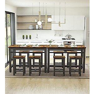 MIERES Dining Table Set for 4-5pcs Kitchen Room Dinette Furniture, Compact Space | Sturdy Metal Frame | Easy Assembly, Height 32.7'', Ideal for DiningRoom | Breakfast Nook, Rustic Brown, 5pcs