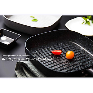 Tafond 9 Inch Deep Square Grill Pan,for Griddle Steak, Aluminum Steak Skillet with Non-Stick Coating, Suitable for Cooktop Dishwasher