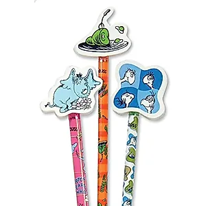 Raymond Geddes 66865 Dr. Seuss Number 2 Pencils With Giant Pencil Top Erasers (Pack of 36)