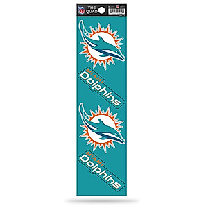 Rico Industries NFL Miami Dolphins Die Cut 4-Piece The Quad Sticker Sheet