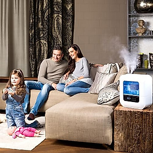 BONECO U700 Whisper Quiet Top Fill Ultrasonic Variable Mist Humidifier for Large Rooms with Self Cleaning Mode, Digital Display, and Auto Shutoff