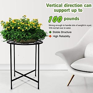 Metal Plant Stand, KABB 15'' Tall Flower Pot Stand Set of 1, Modern Rustproof 10-inch Round Outdoor Plant Stand | Iron Art Flower Stand | Plant Stool, Decorative Black Plant Stands for Indoor Plants