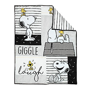 Lambs & Ivy Classic Snoopy White/Black/Gray 3-Piece Baby Crib Bedding Set