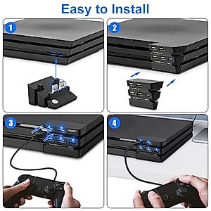 Linkstyle USB Hub for PS4 Pro, 5-Port USB 3.0 Hub Extension Adapter Splitter with LED Indicator for PlayStation 4 Pro, Black