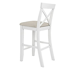 FRITHJILL Bar Height Dining Table Chairs Set, Farmhouse Style Space Saver Rectangular Sofa Pub Table with 2 Upholstered Seat Chairs