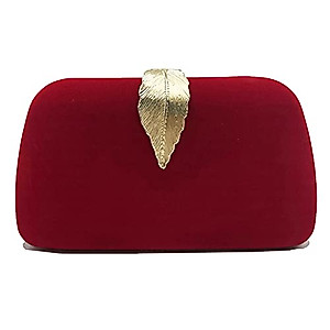 Yoofashion Evening Bag for Women Small Cultch Handbag Wedding Party Crossbody Shoulder Bag, Red-velvet