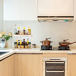 2 Tier Bathroom Counter Organizer, Solid Wood Bathroom Storage Tray for Counter Standing Rack, Cosmetic Holder, Kitchen Spice Rack, Vanity Organizer, Perfume Holder for Bathroom, Kitchen, Dresser Top