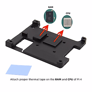 Geekworm 7mm Thickness Embedded Heatsink with Fan (P165-A) for Raspberry Pi 4, Armor Aluminum Radiator with 5V Cooling Fan Compatible with Raspberry Pi 4 Model B Computer