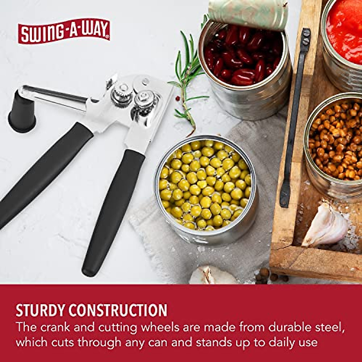 Swing-A-Way Easy Crank Can Opener, 10.4 Inches, Black